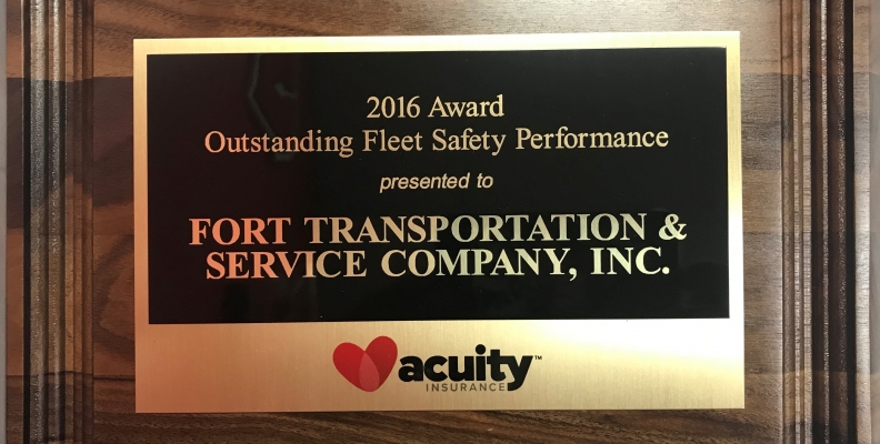 Acuity Fleet Safety Award - Fort Transportation